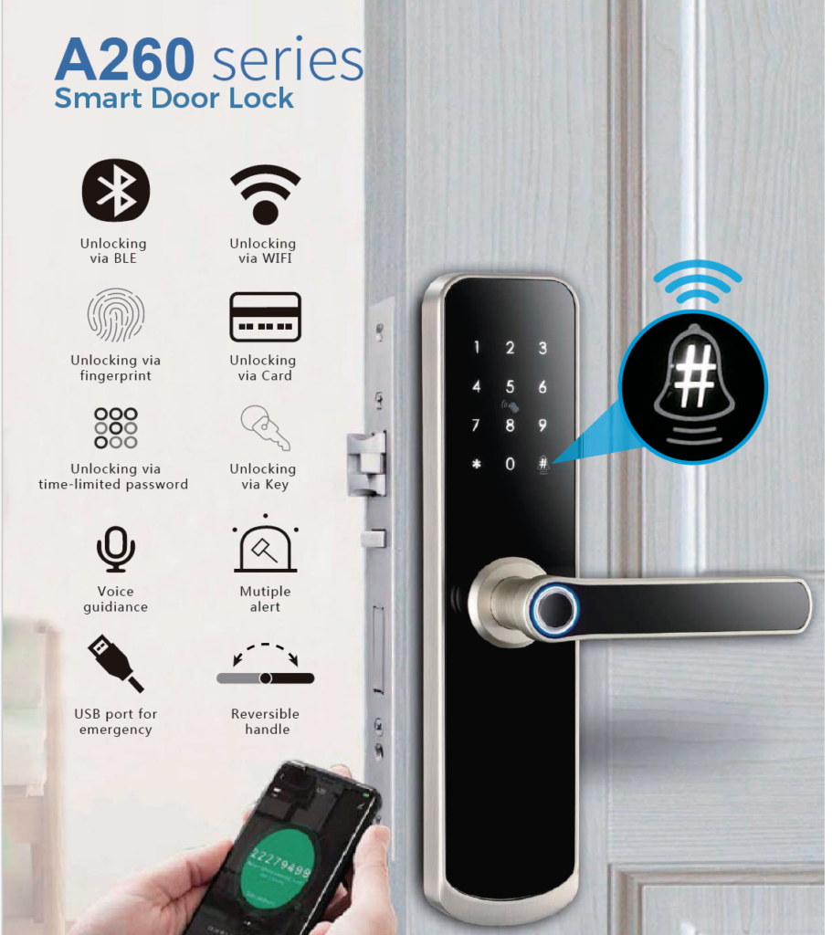 Cerradura Digital Hogareña A260 – Plateada – Punto Control S.A.